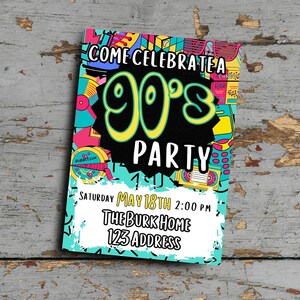 90's Party Invitation Custom Digital Download Printable 90's Birthday ...