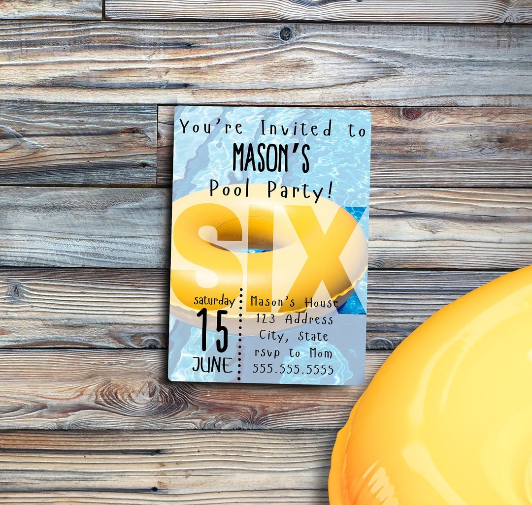 Kids Pool Party Birthday Invitation ANY AGE Custom Digital Download ...