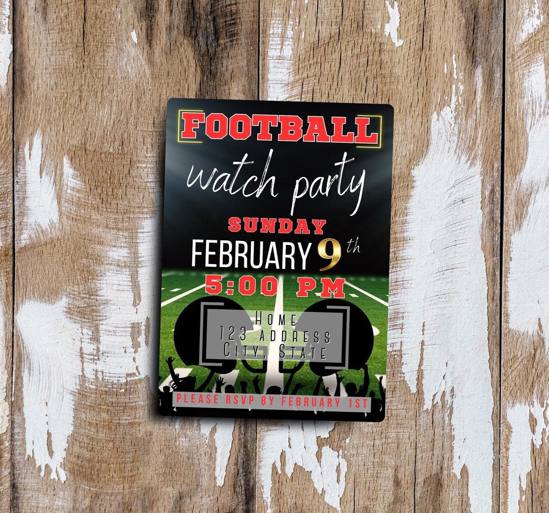 Super Bowl 2025 Watch Party Invitation Custom Digital 5x7 Football NFL ...