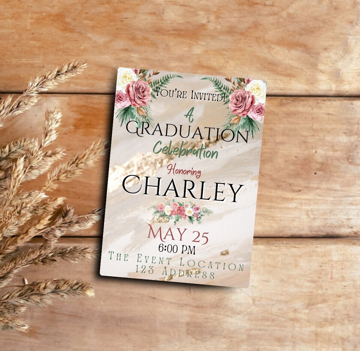 Boho Graduation Party Invitation Custom Digital Download Celebration ...