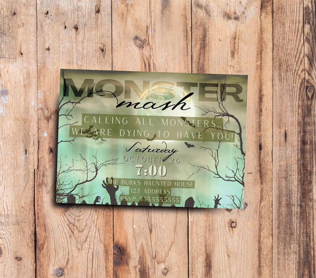 Monster Mash Halloween Invitation Custom Digital Download Monsters ...
