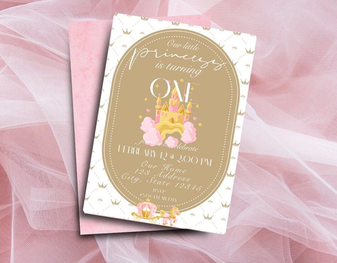 1st Birthday Princess Carriage Pink Tank Party Invitation Download ...