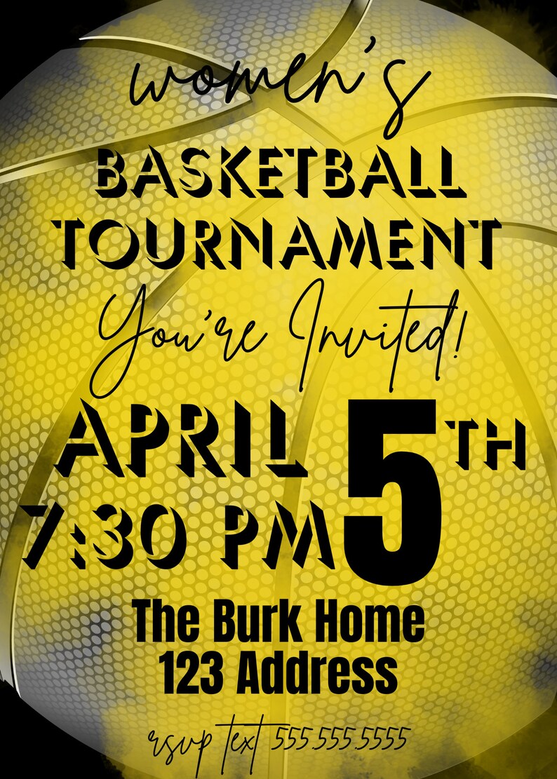Women's Basketball Tournament Invitation Custom Digital Download ...