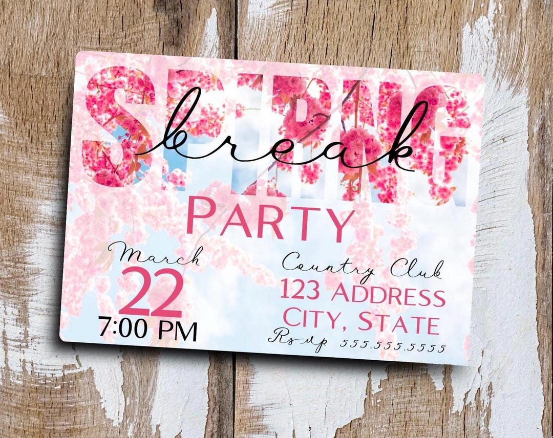 Spring Break Party Invitation Custom Digital Download - Etsy