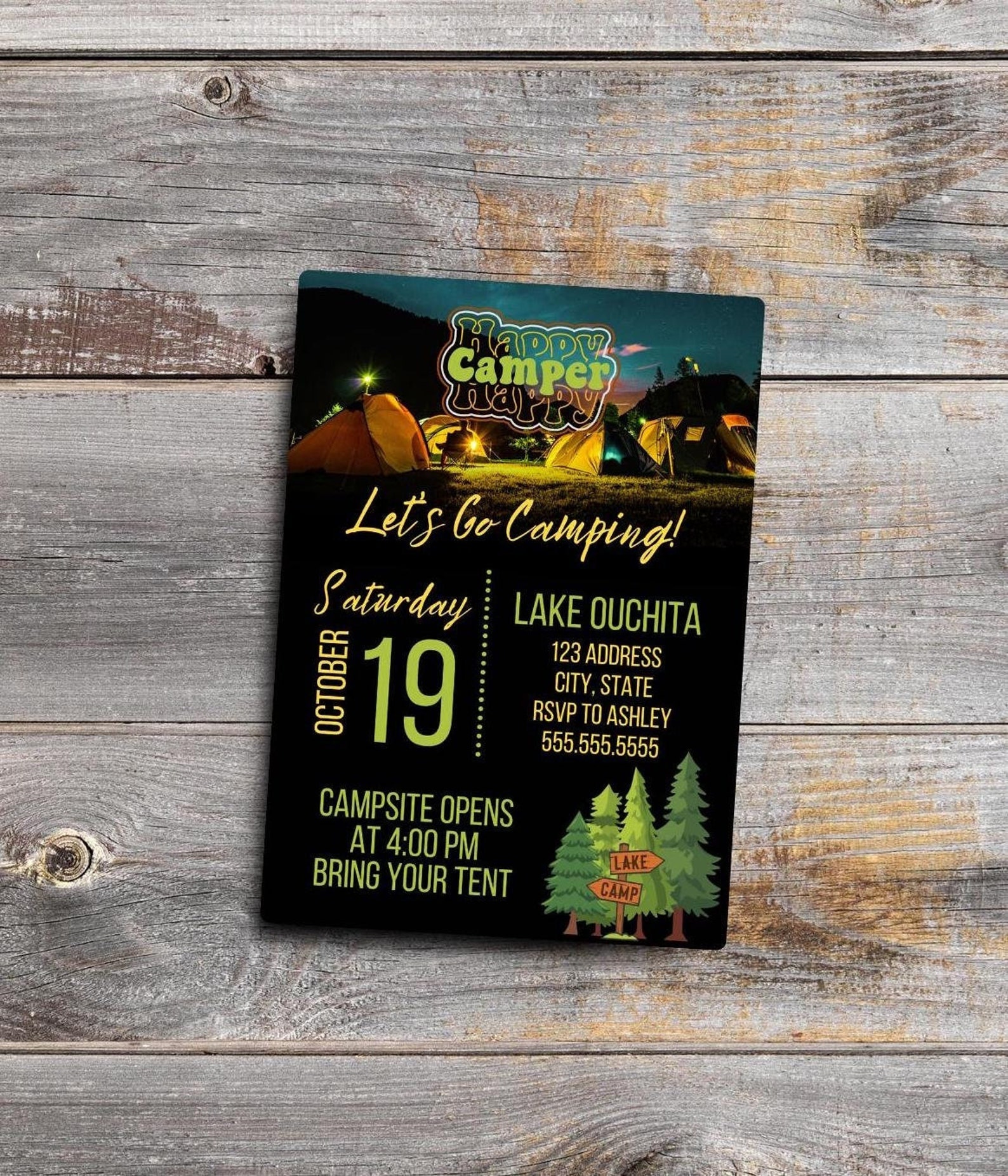 Camping Invite Backyard Camping Kids Campout Camp Trip Tents Camping ...