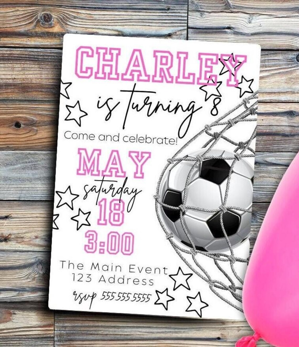 Girls Soccer Birthday Party Invitation Soccer Party Invite Digital ...