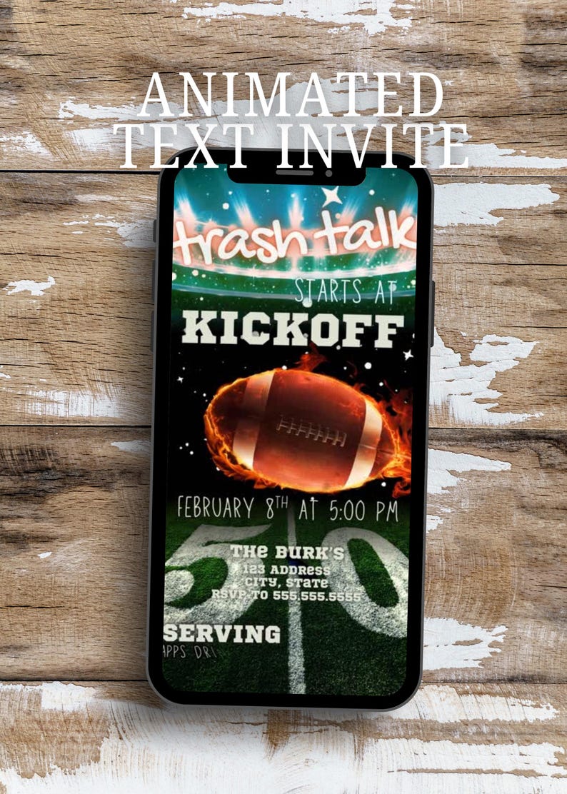 Animated Super Game Bowl Football Text Invite Bowl Invite - Etsy