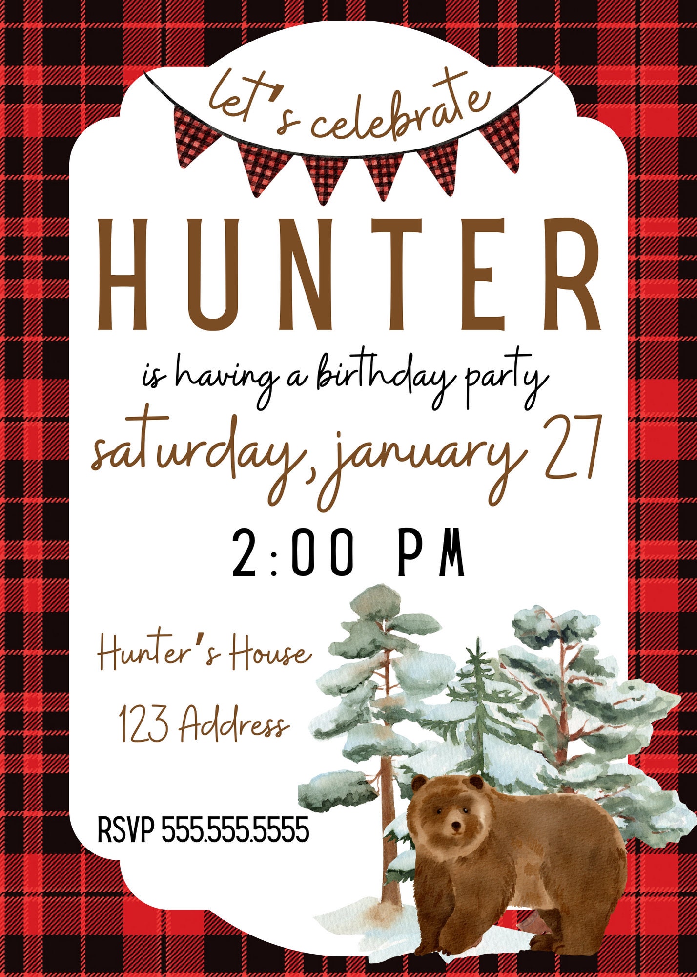 Winter Birthday Party Invitation Custom Personalized Digital Download ...