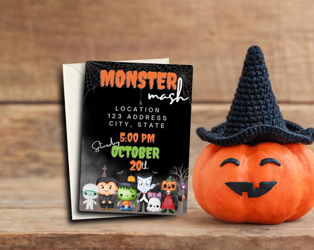 Kids Monster Mash Party Invitation Custom Digital Download Halloween ...