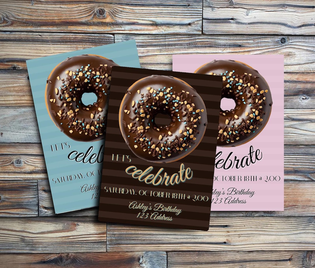 Donut Party Invite Donut Birthday Invite Donut Birthday Party Donut ...