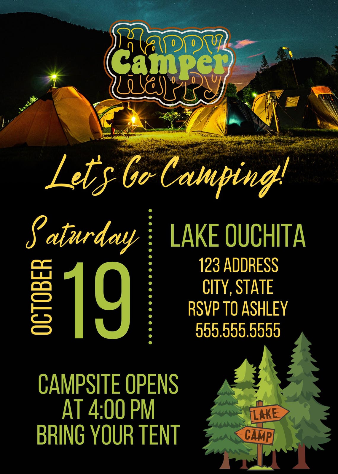 Camping Invite Backyard Camping Kids Campout Camp Trip Tents Camping ...