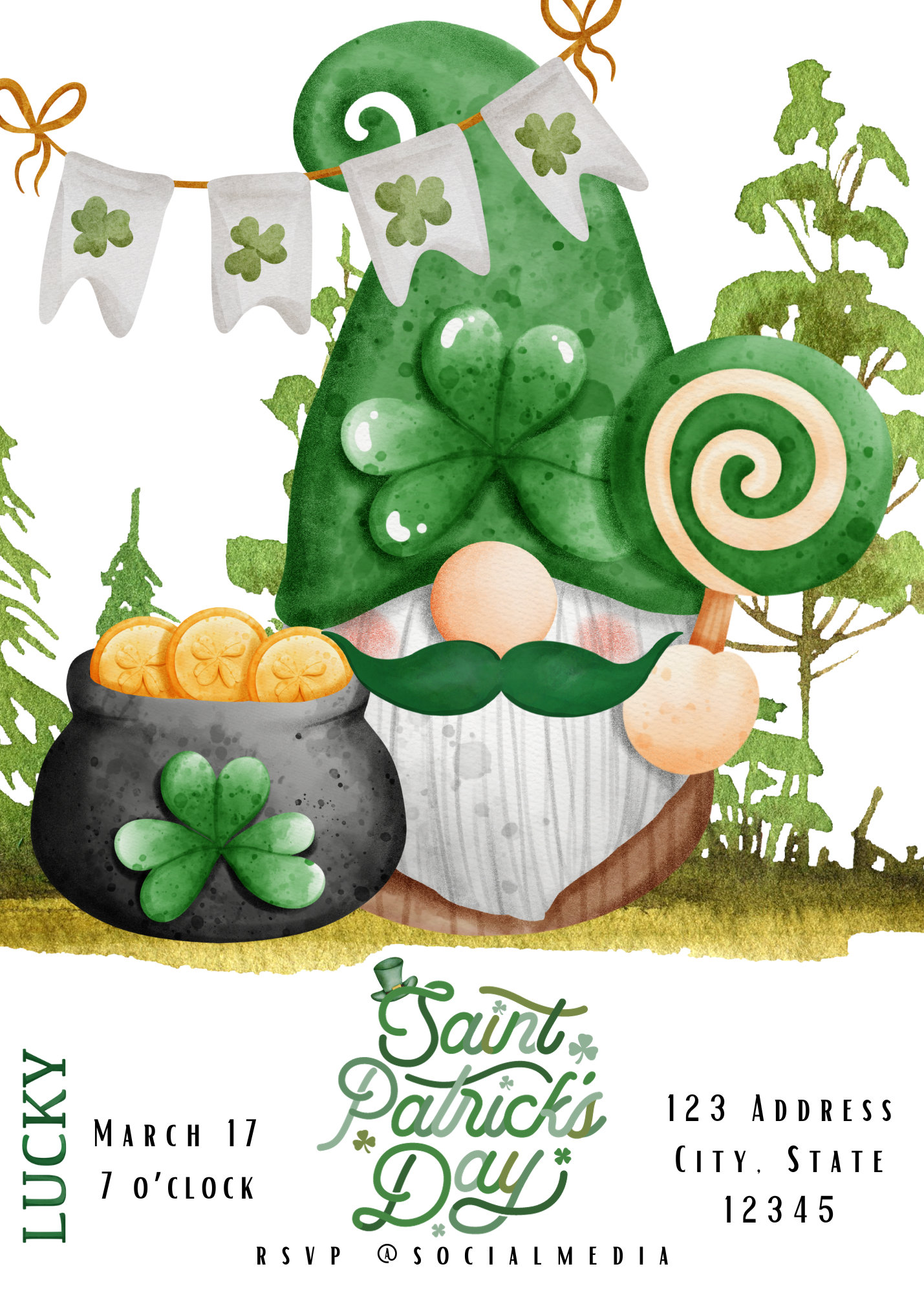 St. Patrick's Day Gnome Invitation Custom Personalized Digital Download ...