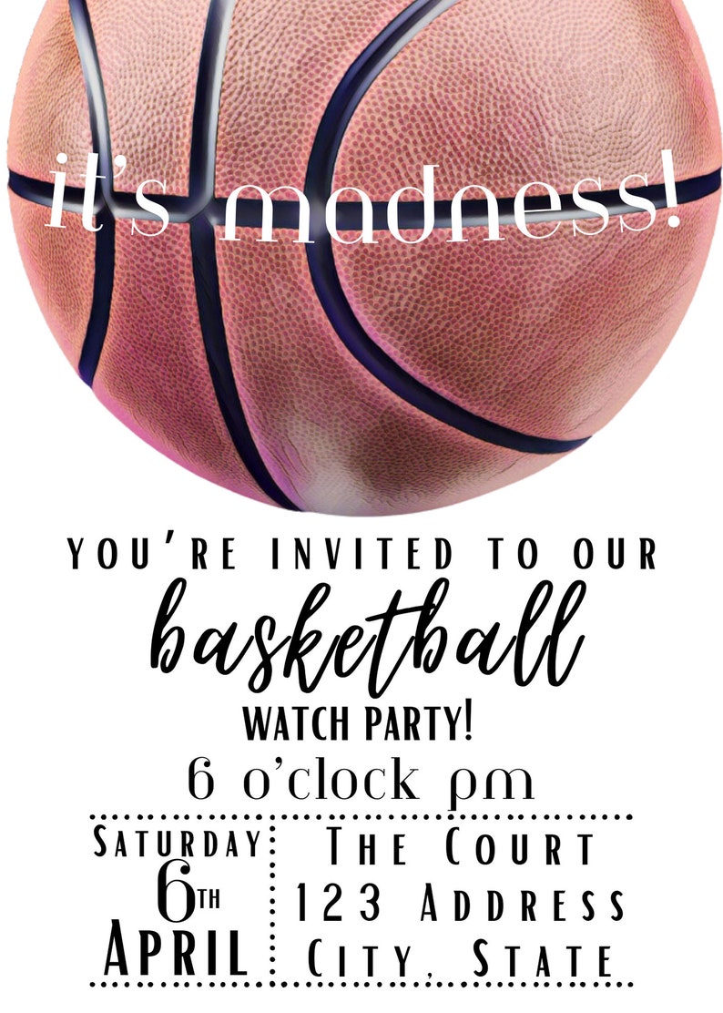 College Basketball Playoffs Invitation Watch Party Custom Digital ...