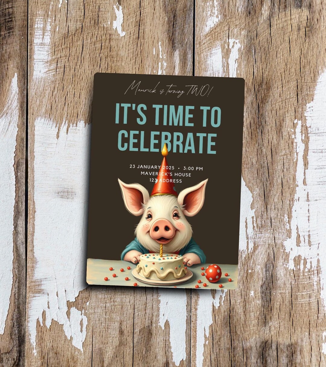 Pig Hog Birthday Party Invitation Little Kids Toddler Baby Invite ...