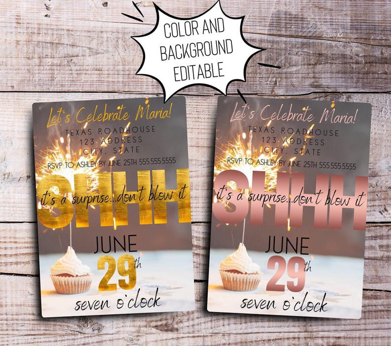 Shh Invite Surprise Birthday Party Invitation Digital Download Man ...
