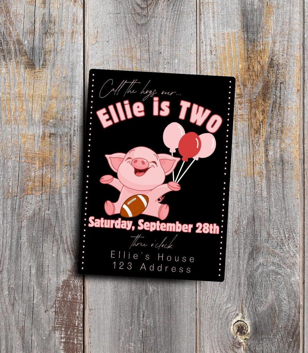Hogs Pigs Toddler Girl Birthday Party Invitation Custom Digital ...