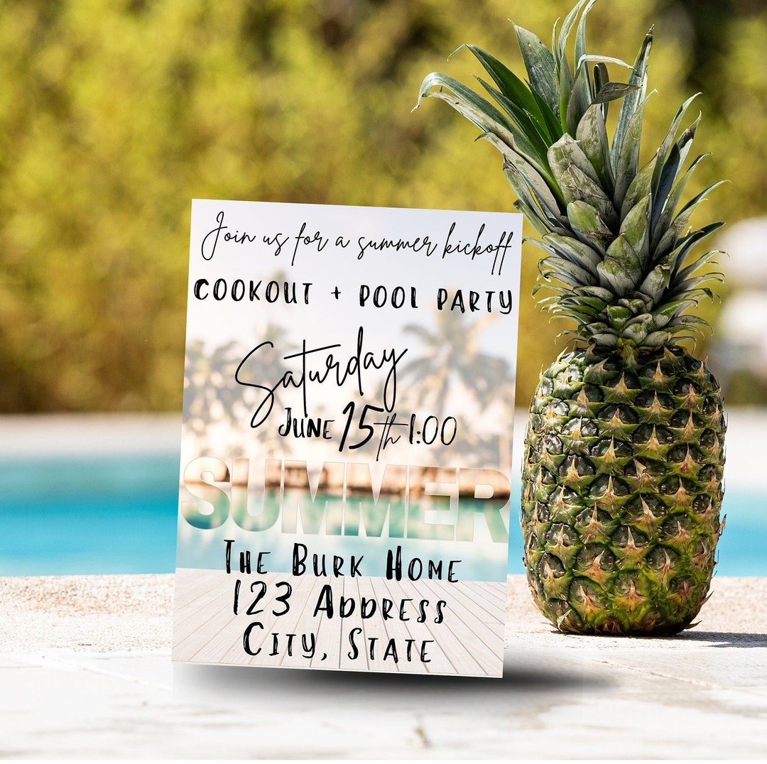 Summer Pool Party Invitation Custom Digital Download Pool Day Summer ...