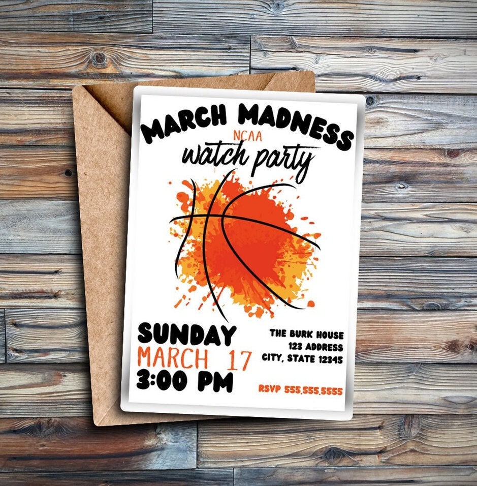 March Basketball Watch Party Invitation Custom Digital Download ...