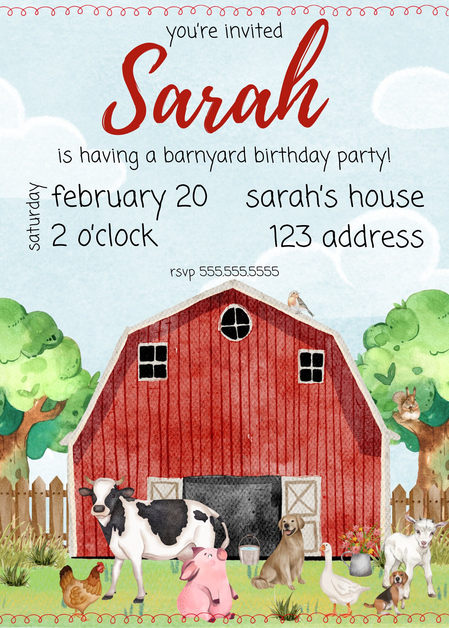 Barnyard Farm Birthday Party Invitation Custom Digital Download ...