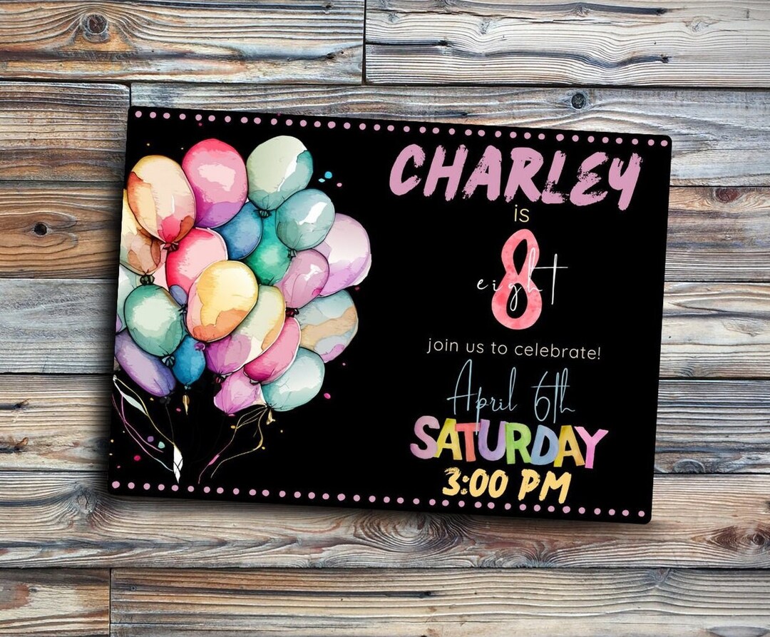 Kids Birthday Party Invitation Custom Digital Download Printable 7x5 ...