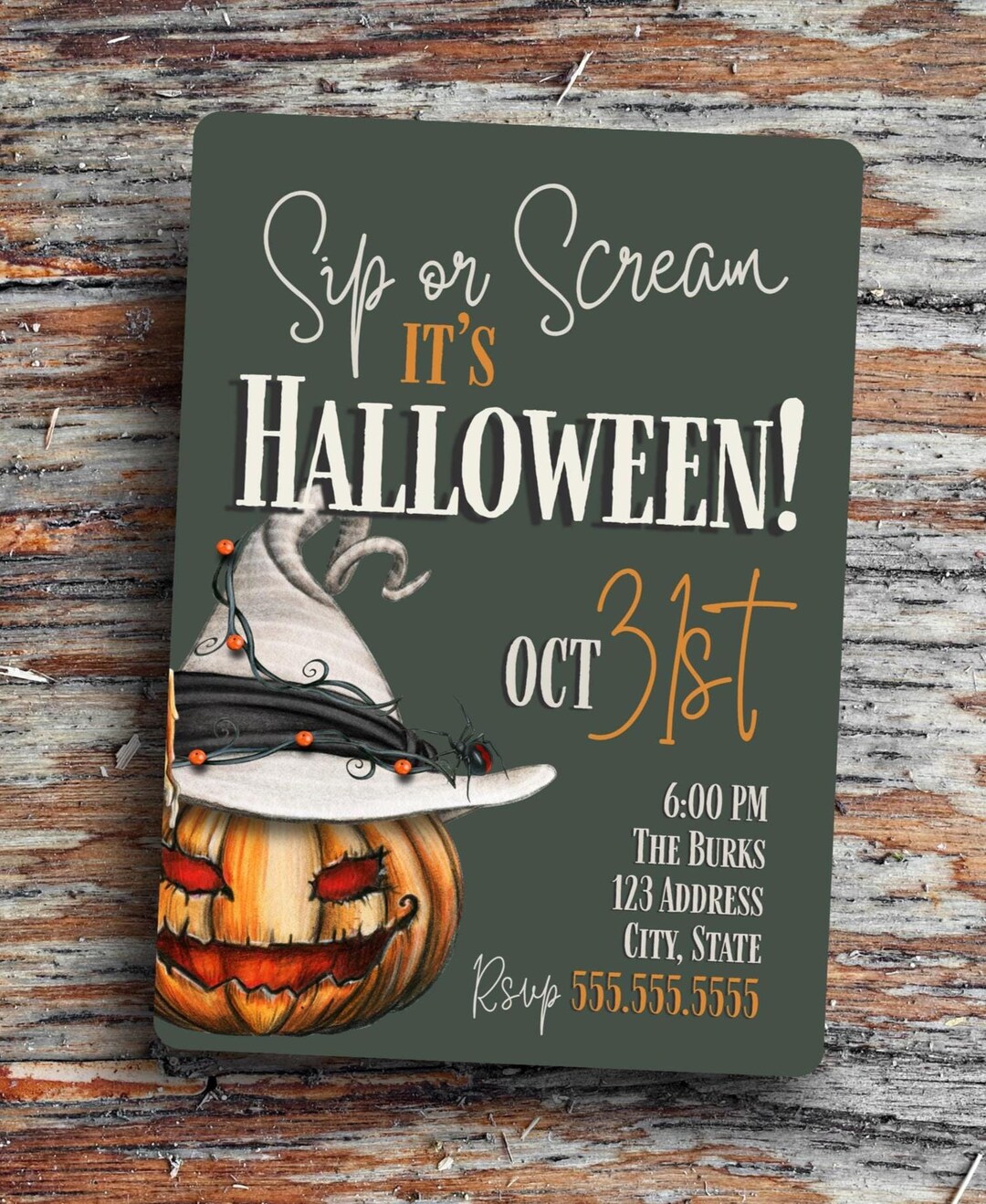 Sip or Scream Invite Halloween Sip or Scream Invitation Halloween Party ...