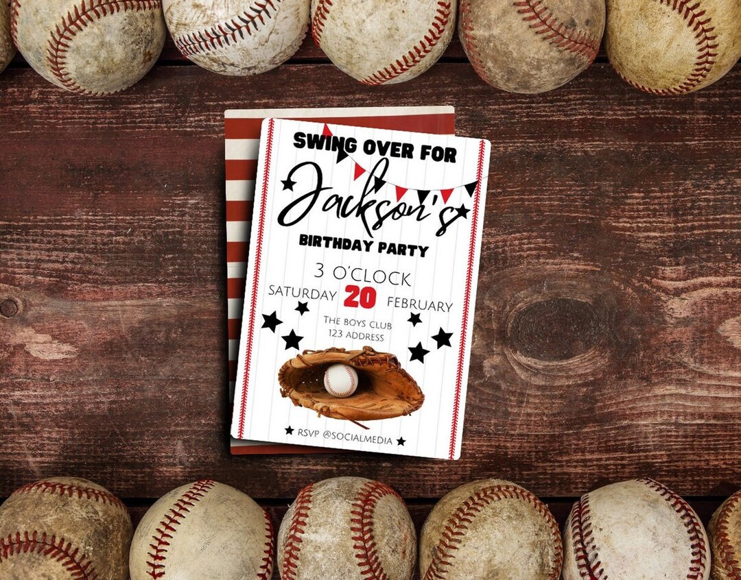 Baseball Birthday Party Invitation Custom Personalized Digital Download ...