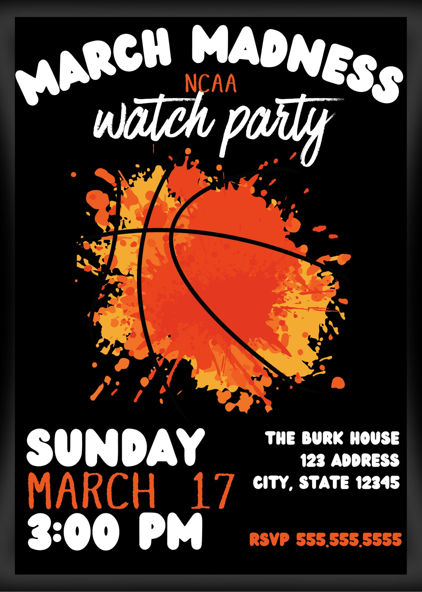 March Basketball Watch Party Invitation Custom Digital Download ...