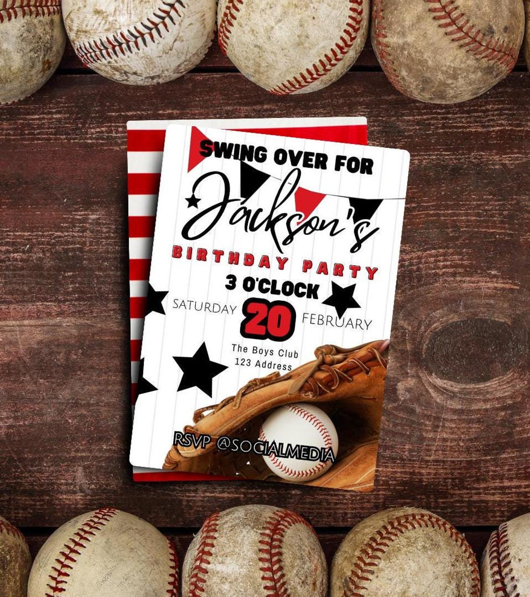 Personalized Baseball Birthday Invitation, Sports Evite (digital ...