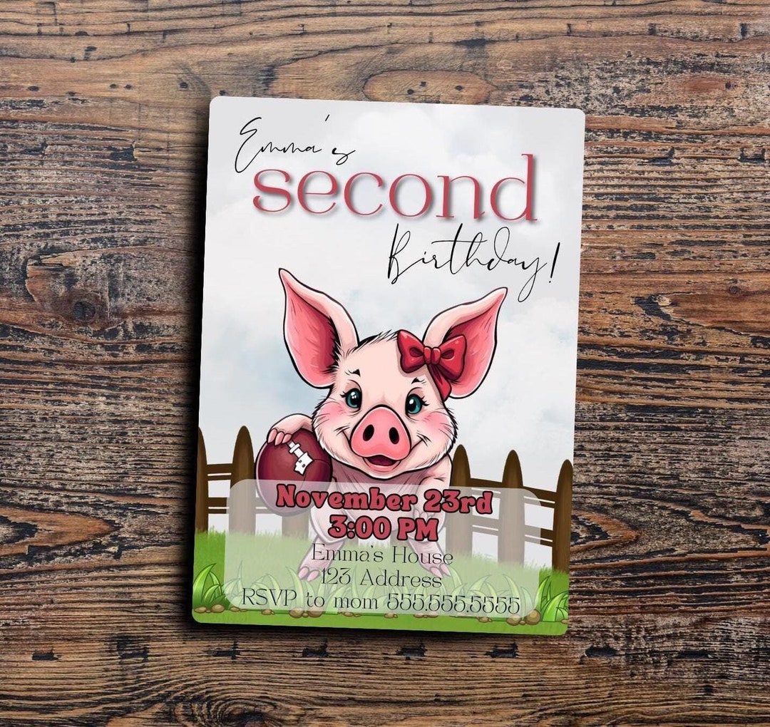 Razorback Birtday Invite Hogs Birthday Party Invite Digital Download ...