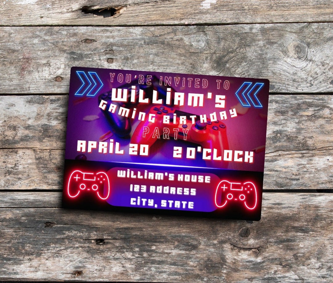 Gamer Invite Gamer Birthday Invite Gamer Party Invite Gaming Invite ...