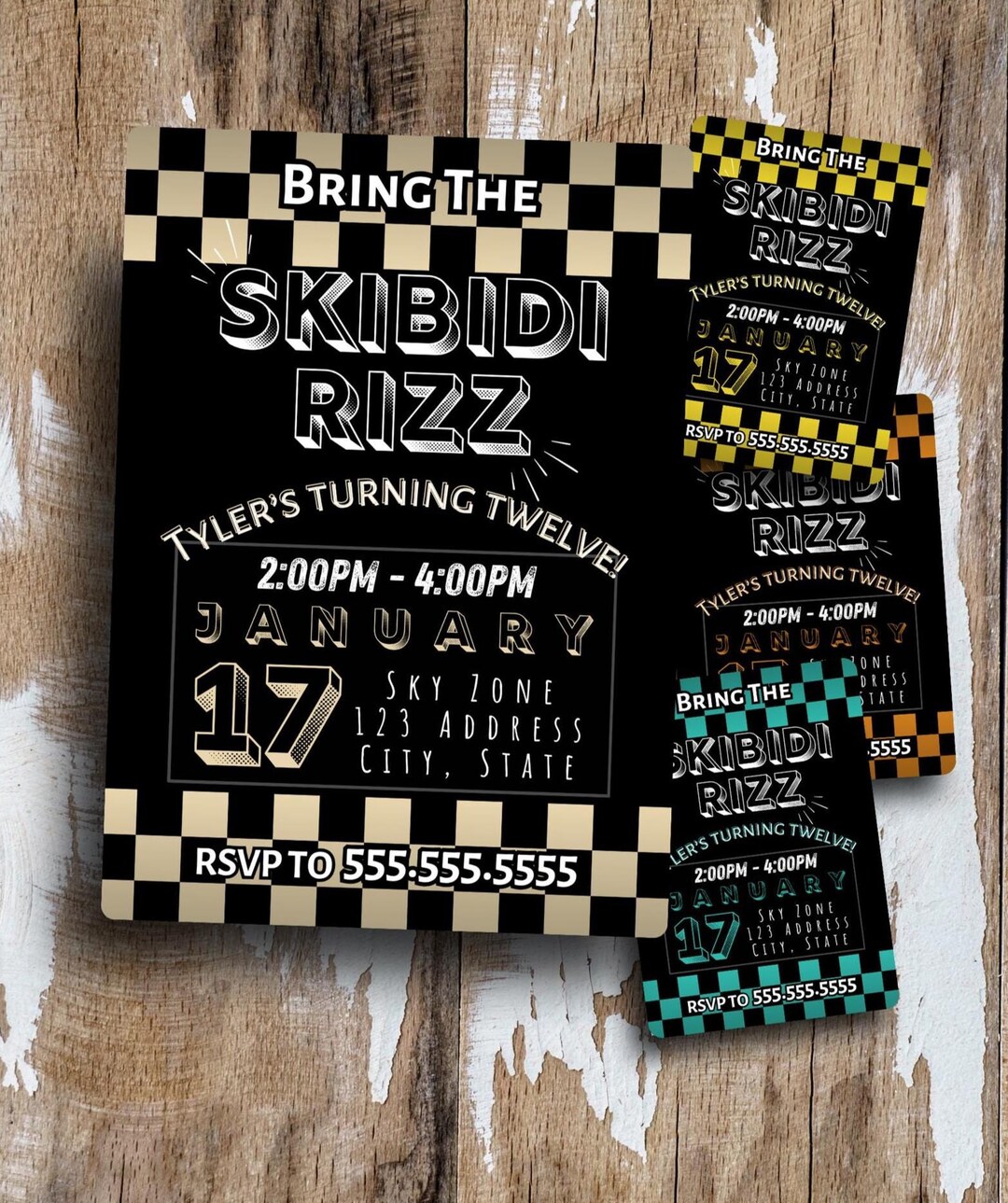 Skibidi Rizz Invite Teen Birthday Party Invitation What the Skibidi ...