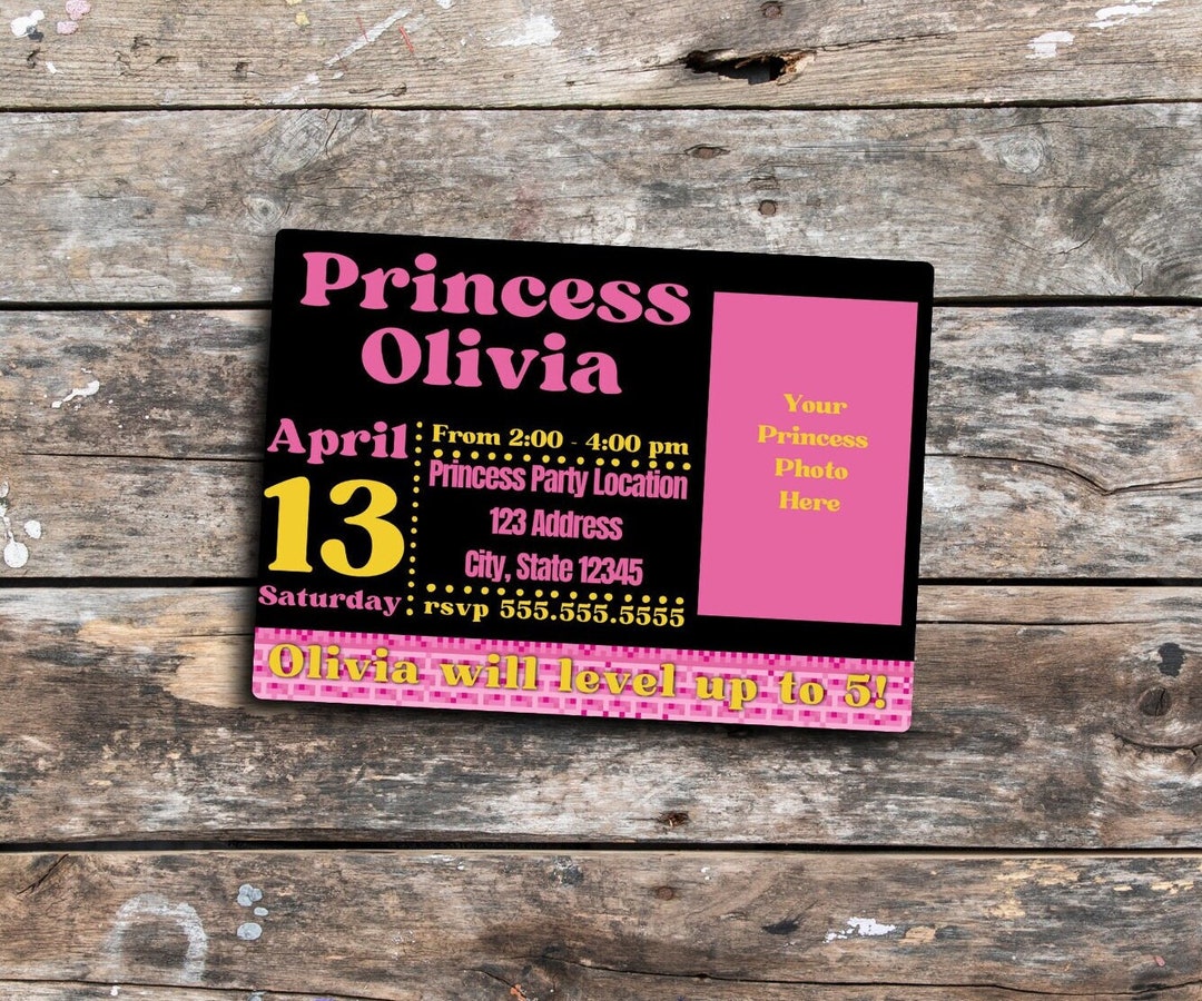 Princess Gamer Birthday Party Invitation Custom Digital Download ...