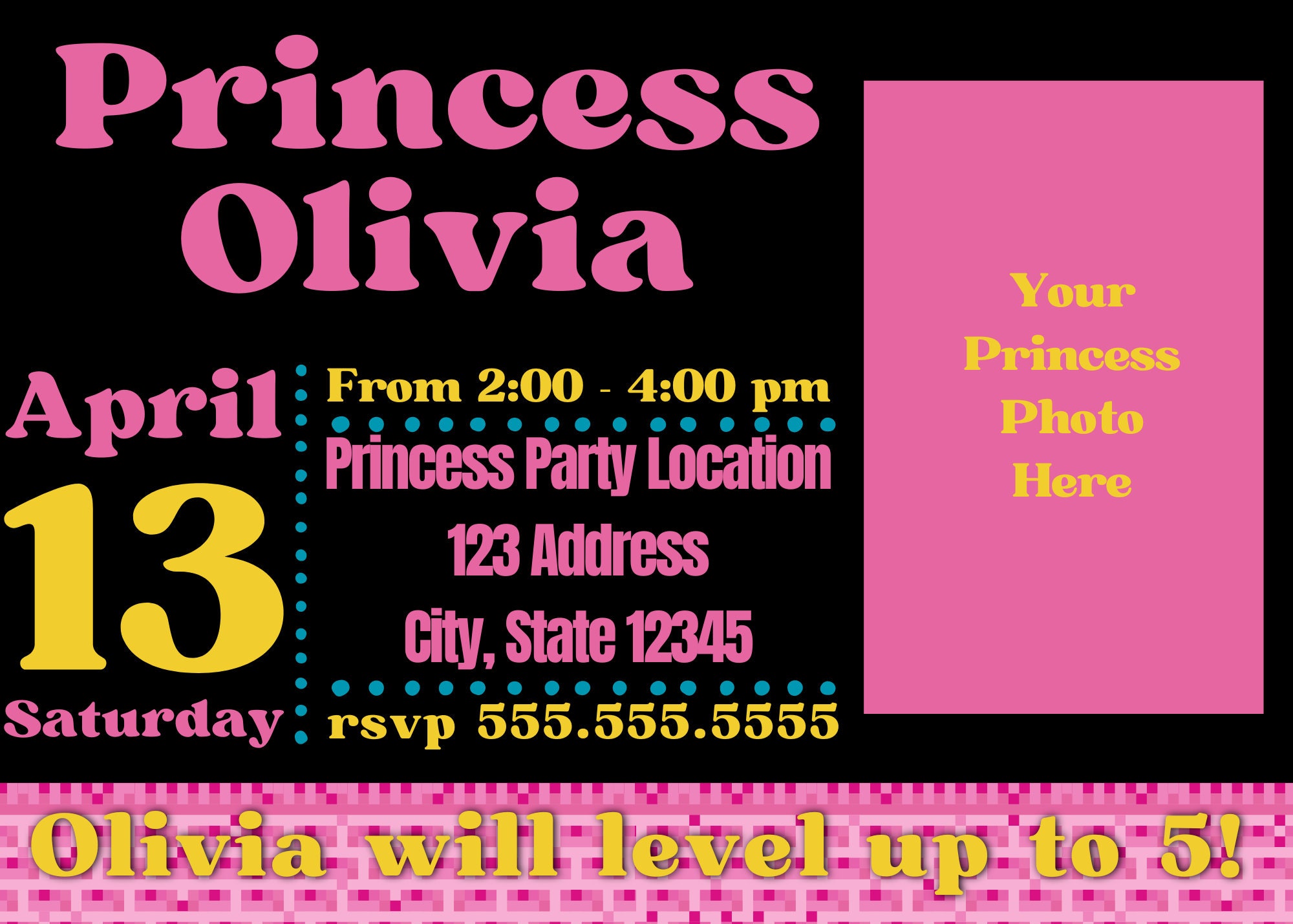 Princess Gamer Birthday Party Invitation Custom Digital Download ...