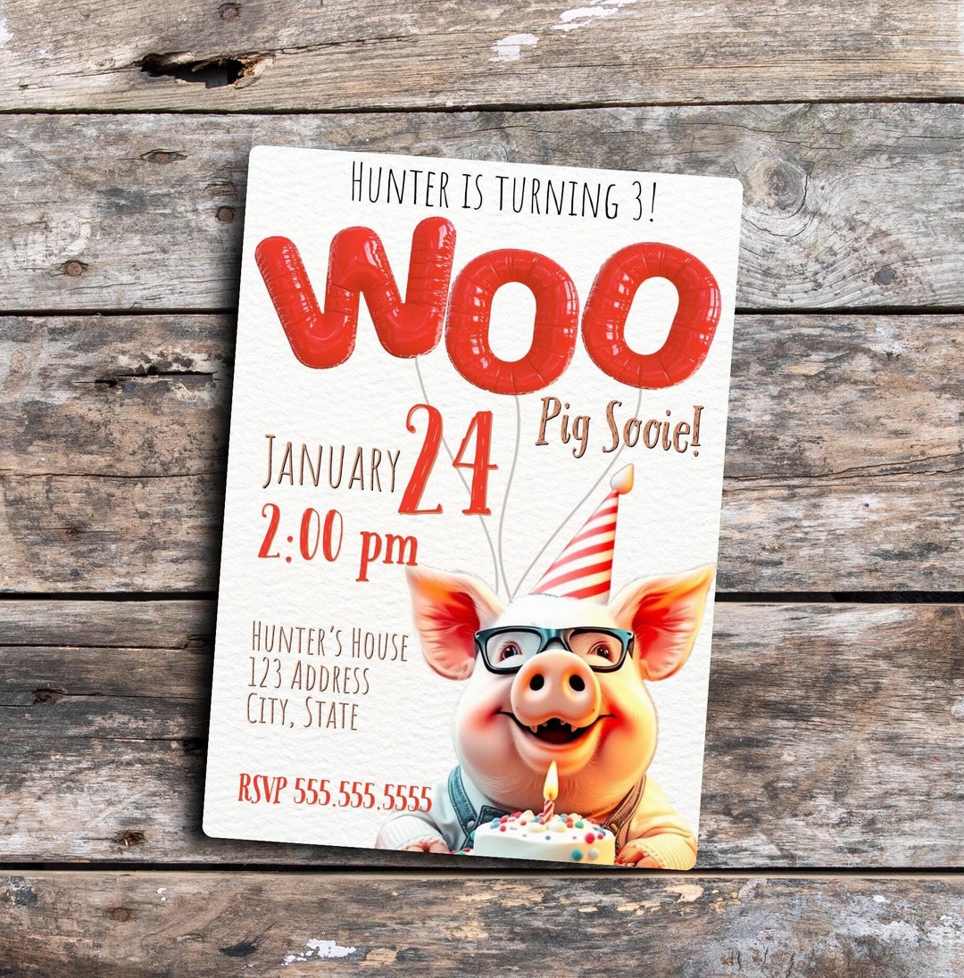 Woo Pig Sooie Birthday Party Invitation Hogs Birthday Party Razorback ...