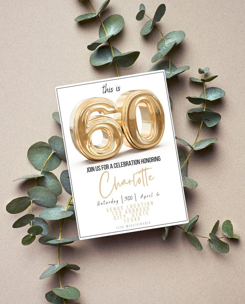 60th This is 60 Sixty Birthday Party Invitation Custom Digital Download ...