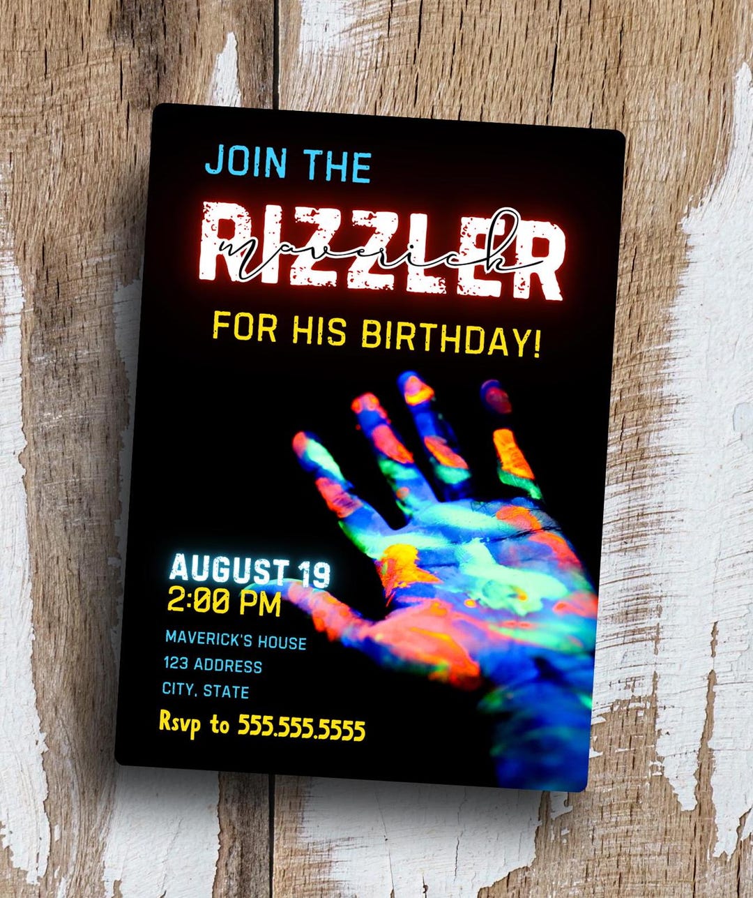 Rizzler Birthday Party Invitation Custom Digital Download Boys Rizz ...