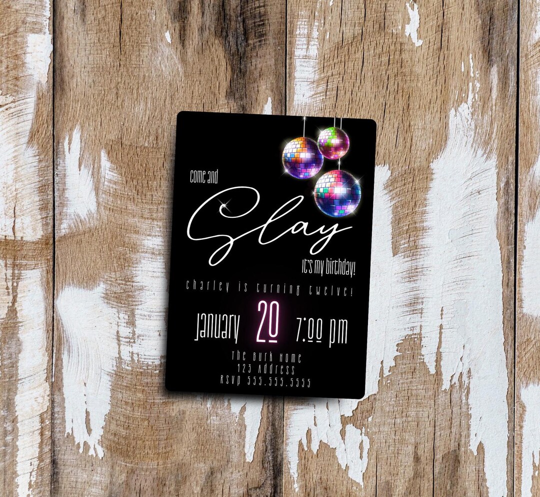 Slay Disco Birthday Party Invitation Preppy Invite Slay Invitation ...