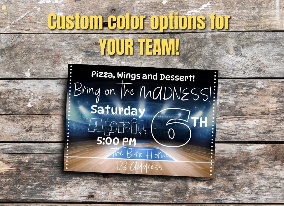 College Basketball Tournament Invitation Custom Digital Download Team ...