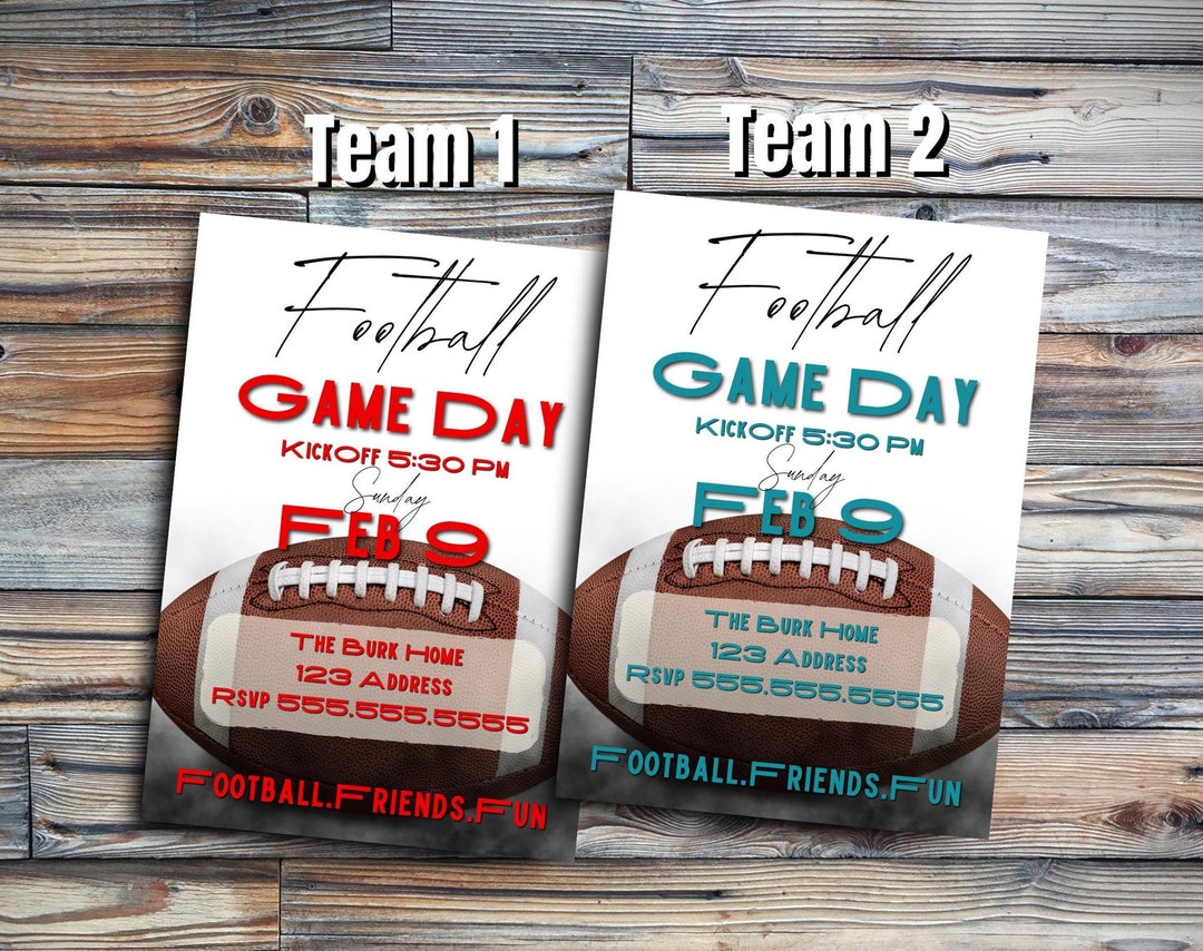 Football Game Day Invitation, Team Options (digital Download) - Etsy