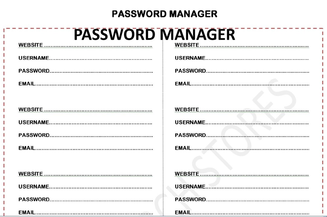 Password Tracker Printable Digital Password Organizer Secure Login ...