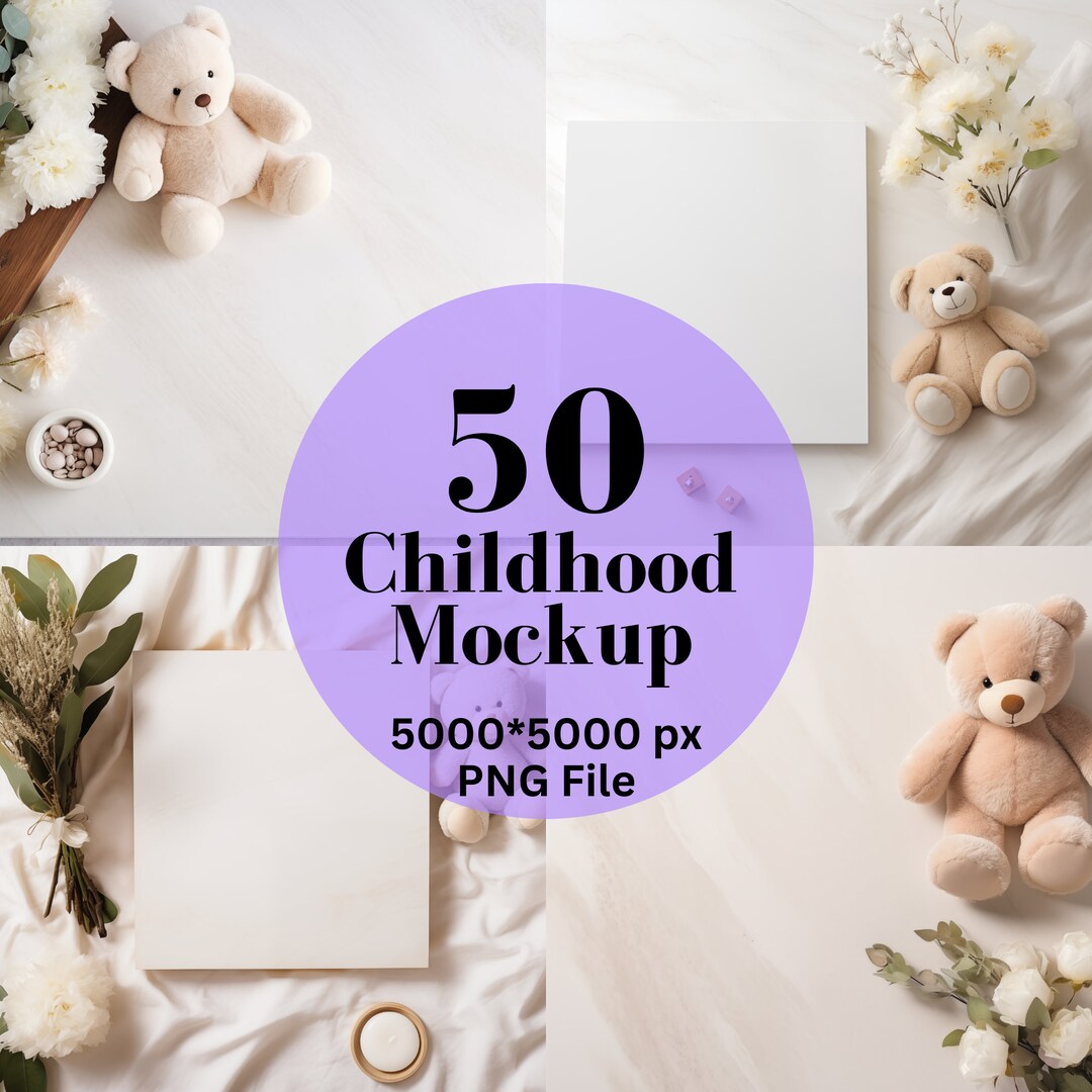 50 Childhood Background Mockup Baby Flat Lay Background Mockup Bundle ...