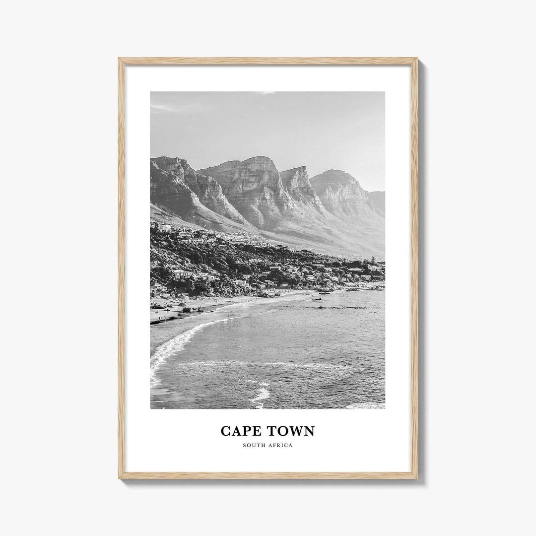 Cape Town Photo Print Black and White, Western Cape Poster, South ...