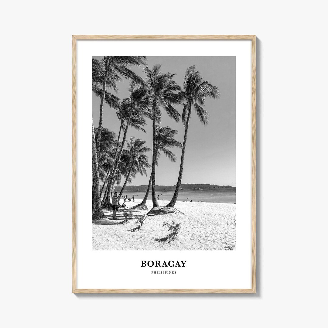Boracay Beach Photography Print: Black and White Travel Poster - Etsy