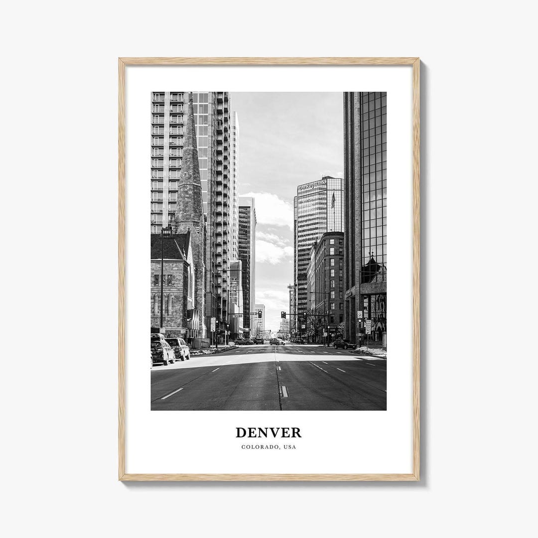 Denver Travel Poster: Black and White Cityscape Photography Print - Etsy