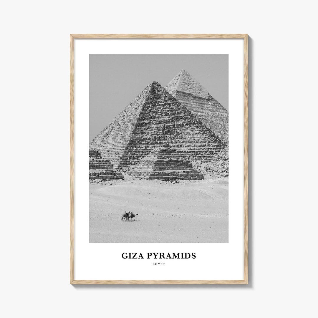 Giza Pyramids Photo Print Black and White, Egypt Poster, Great Pyramids ...