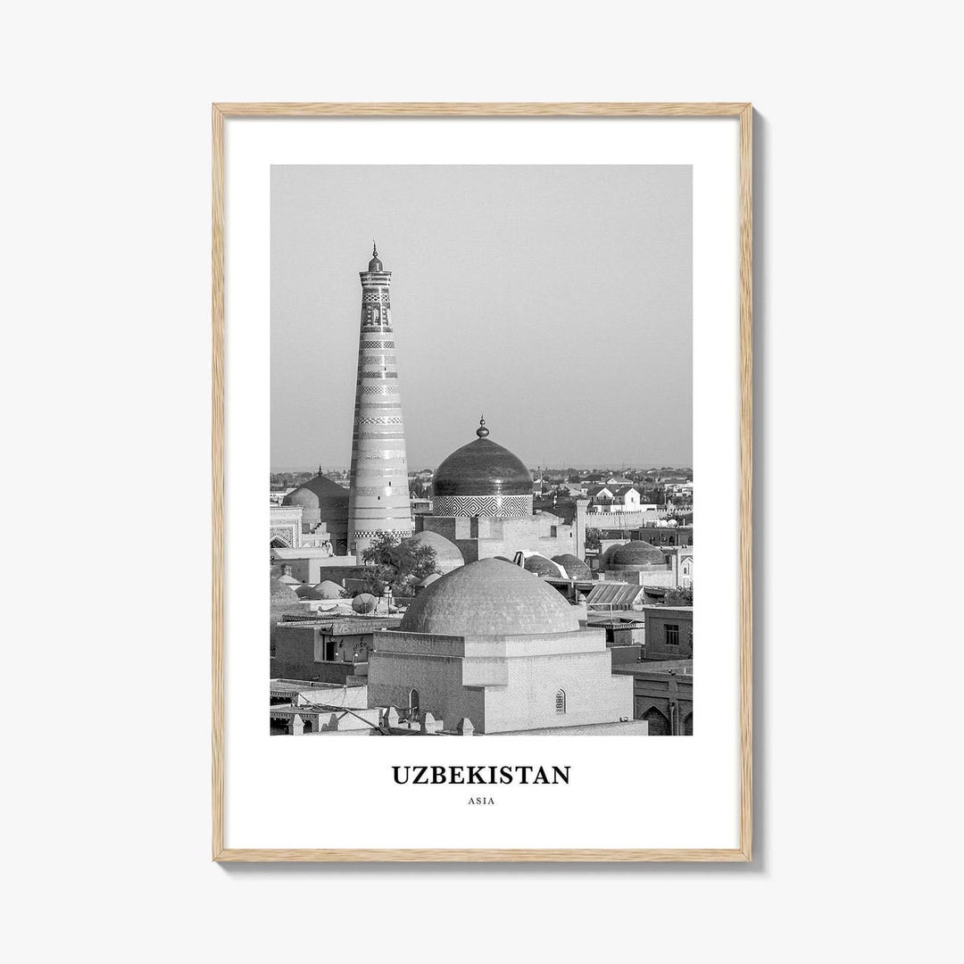 Uzbekistan Photo Print Black and White, Bukhara Poster, Kalyan Minaret ...