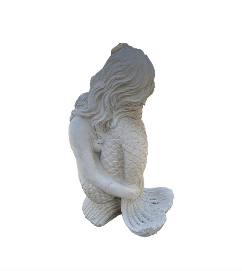 Sitting Mermaid (sm) Concrete Statue - Natural Concrete - Etsy