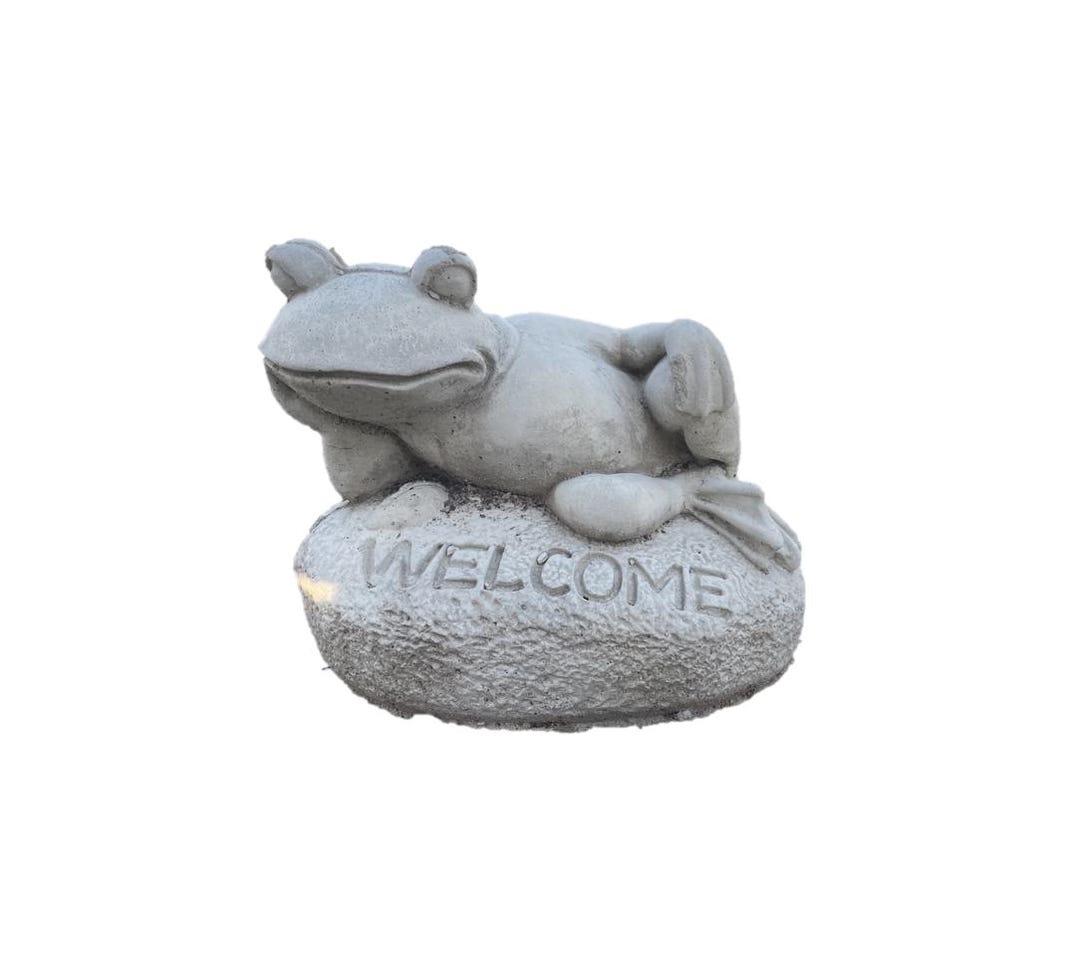 Welcome Frog Concrete Statue - Natural Concrete - Etsy