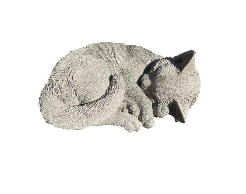 Laying Curled Cat Concrete Statue - Natural Concrete - Etsy