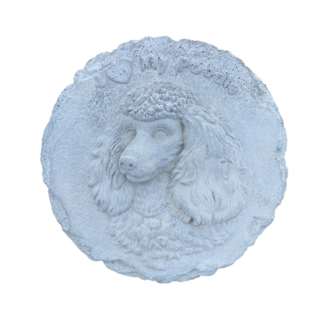 I Love My Poodle Plaque Concrete Statue - Natural Concrete - Etsy